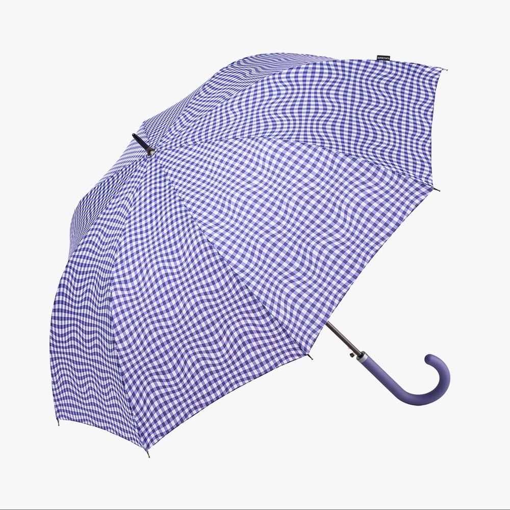 Women's long umbrella blue Bisetti Vichy | CLIMA